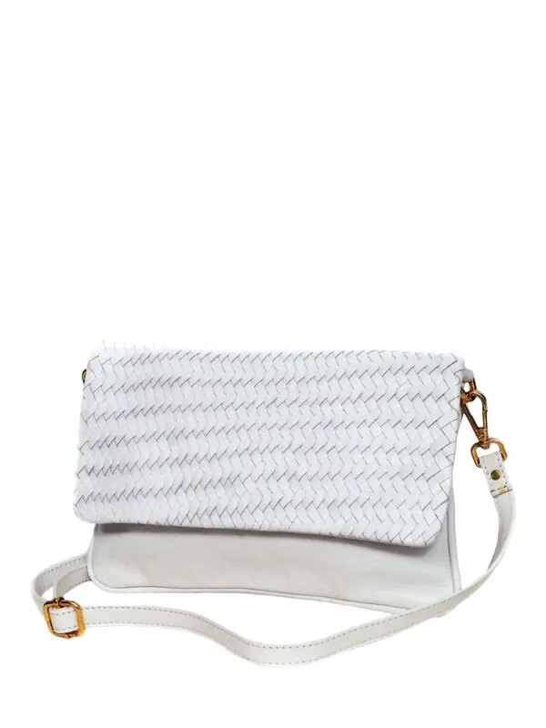 HIDES LEATHER CO. Leather Wristlet And Crossbody Bag With Italian Hardware - White