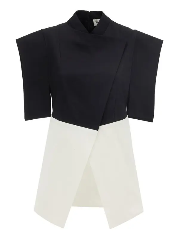 JULIA ALLERT Asymmetric Color Block Top - Black/white