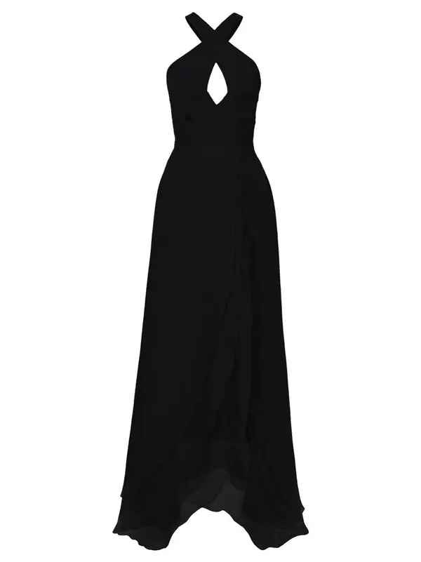ANSE VICTORIN Tiara Silk Maxi Dress - Black