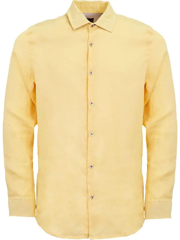 LORDS OF HARLECH Laurent Linen Shirt Mellow - Yellow