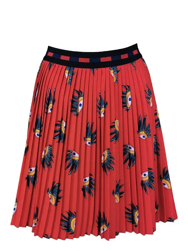 LALIPOP DESIGN Printed Mini Pleated Skirt - Red