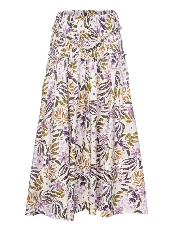VASILIKI ATELIER Isabella Floral Print Midi Skirt - Pink