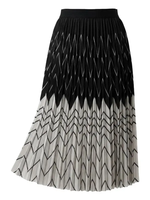 IZABELA MANDOIU Geometric Pleated Midi Skirt - Black/white