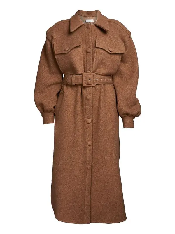 SOFIA TSERETELI Oversized Virgin Wool Coat - Brown