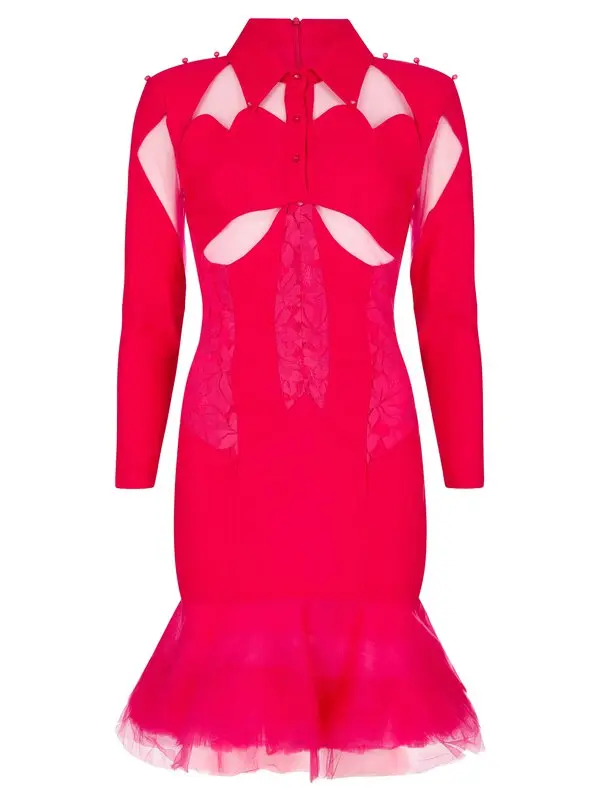APRIL & ALEX Lace Tulle Mini Dress - Pink