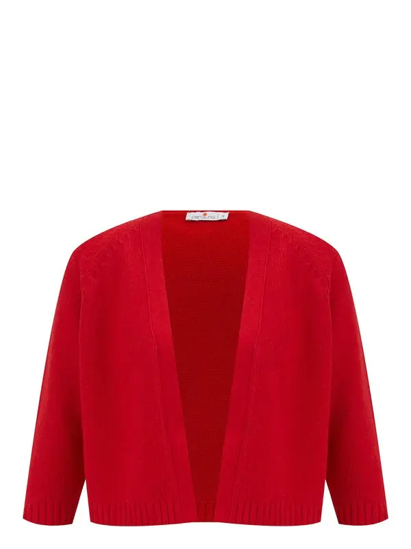 PERALUNA Cashmere Blend Bolero Cardigan - Red