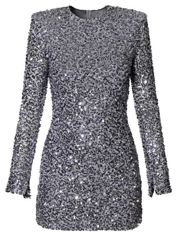 AGGI BY HALEWSKI Jackie Sequin Mini Dress - Silver