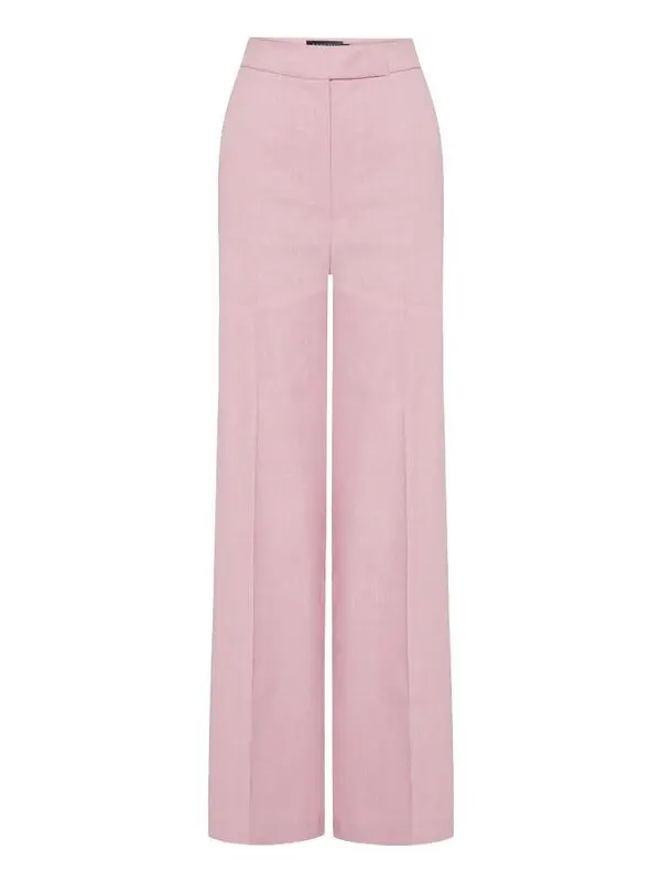 EXQUISE Relaxed Fit Linen Trousers - Pink