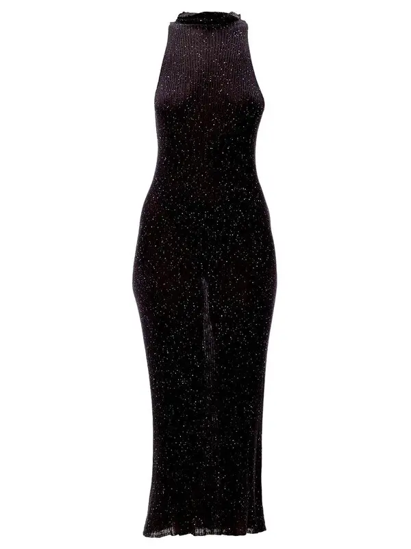 MAISON BOGOMIL Halter Neck Sequin Knit Dress - Black