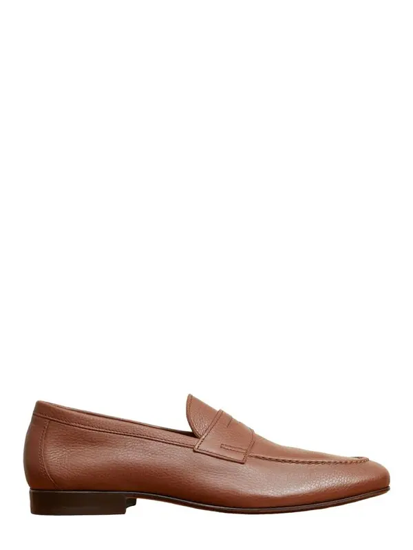Jack Erwin Edward Pebble Grain Penny Loafer - Brown