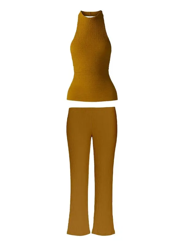 ATS THE LABEL Knit Set With Halter Neckline - Brown