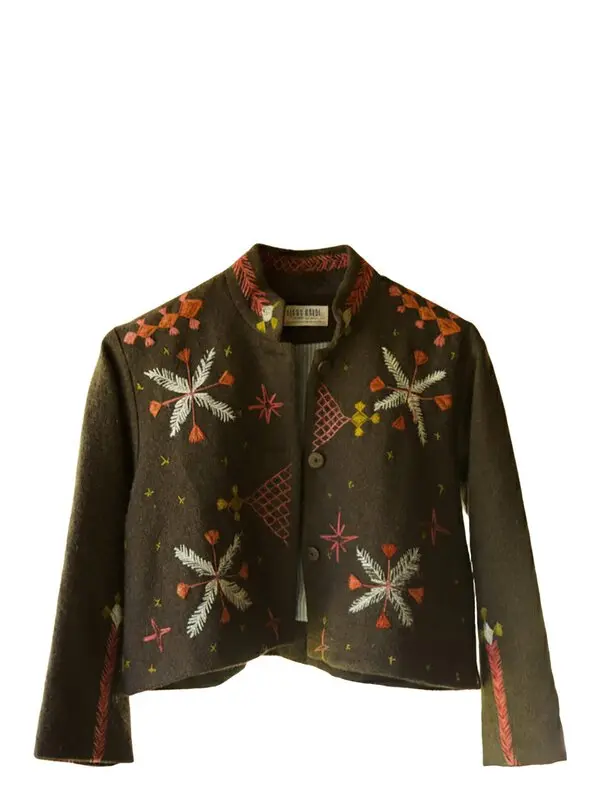 CHARKHA & LOOM Orion Embroidered Jacket - Brown