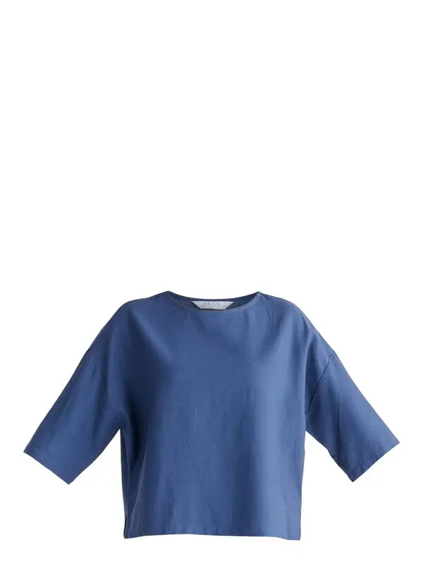 PAISIE Side Splits Detail Relaxed Top - Blue