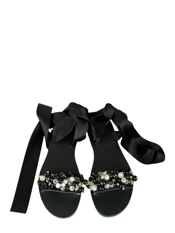 SIBYLLA DELPHICA Jeweled Leather Nymphaia Sandals - Black