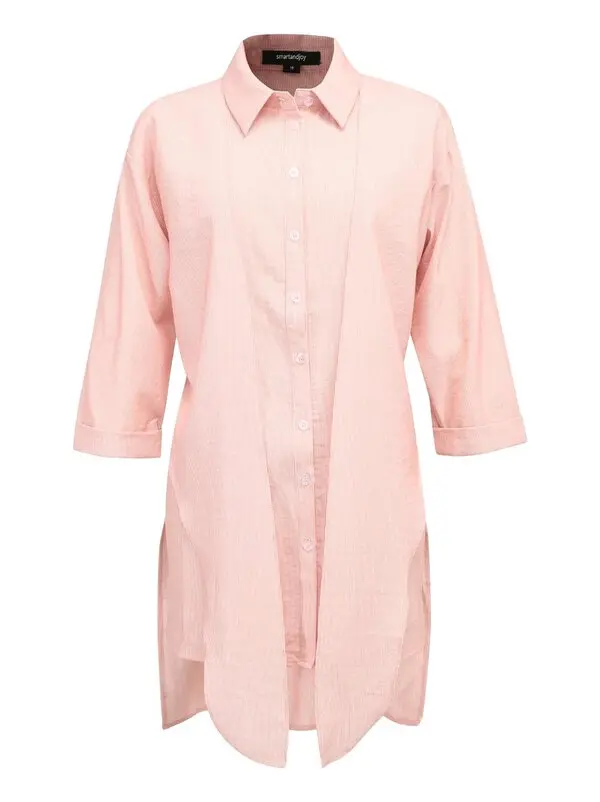 SMART AND JOY Long Shirt With Knotted Panels - Rose Gold