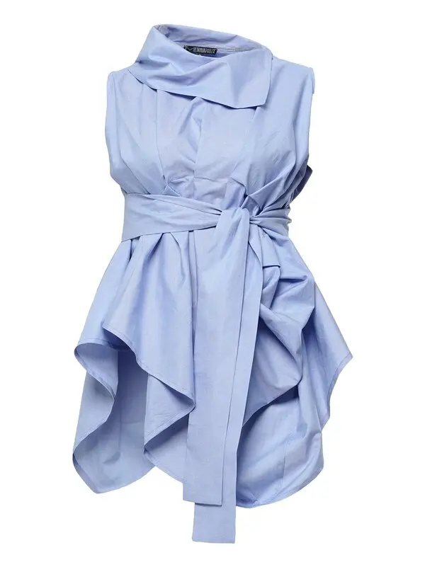 METAMORPHOZA Draped Belted Top - Blue