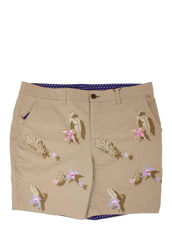 LORDS OF HARLECH Edward Flower Embroidery Short - Brown