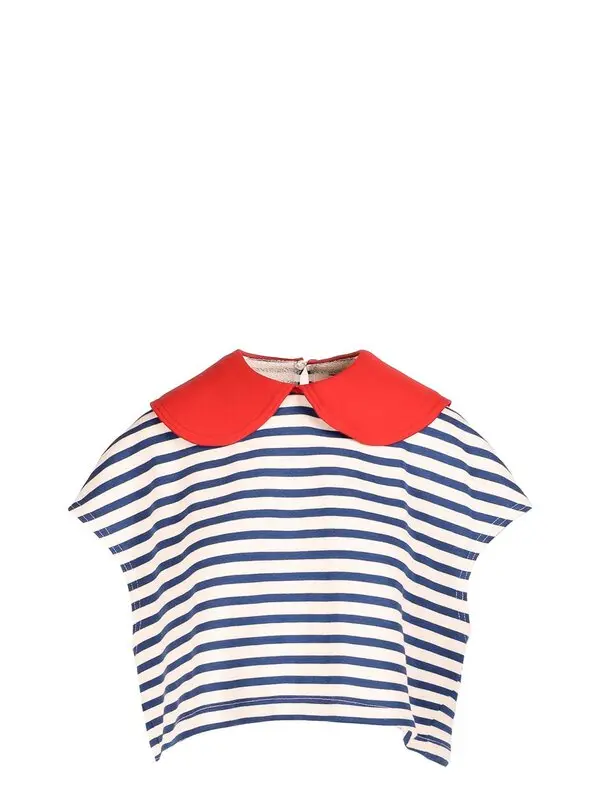 IOANA CIOLACU Striped Top With Contrasting Collar - Blue/white