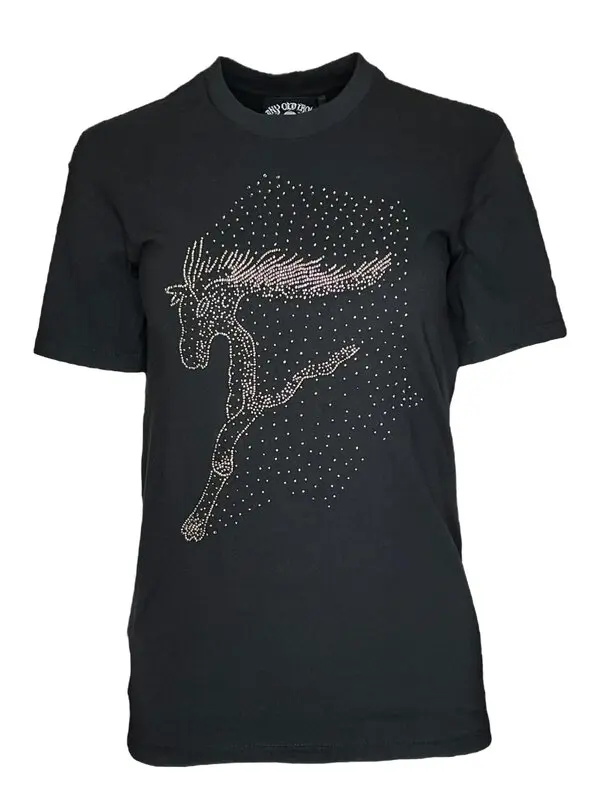 ANY OLD IRON Embellished Wild Stallion T-shirt - Black/silver