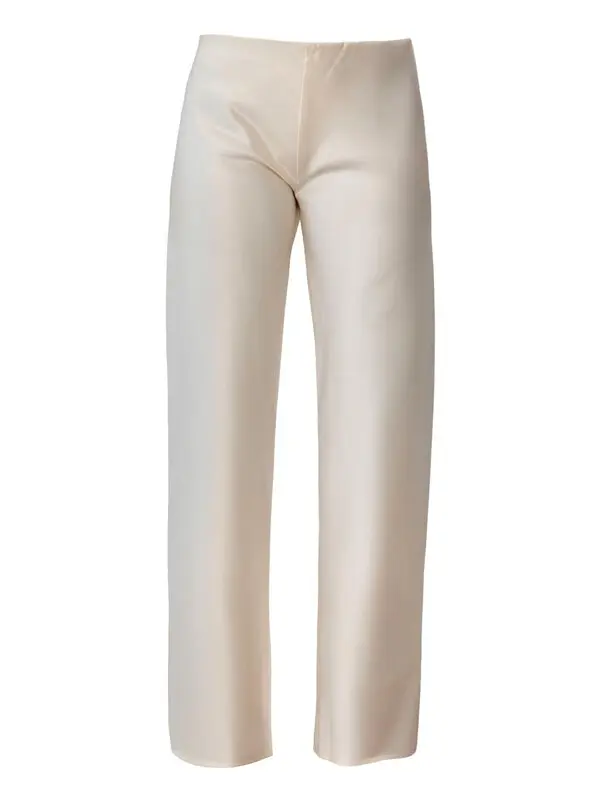 SELF-ADORE Olivette Straight Leg Satin Pants - White