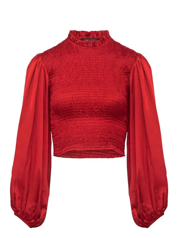 URBAN TOUCH High Neck Bodycon Long Sleeve Top - Red