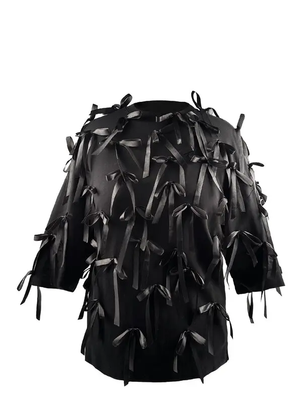 MYSIMPLICATED Oversized Ribbon T-shirt Dress - Black