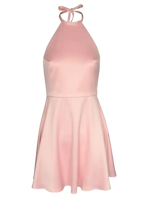 2KSTYLE Adeya Open-back Halterneck Mini Dress - Rose Gold