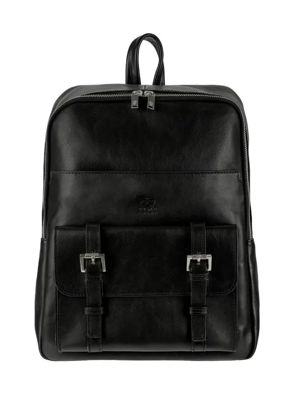 TIME RESISTANCE Leather Backpack Travel Bag - Black