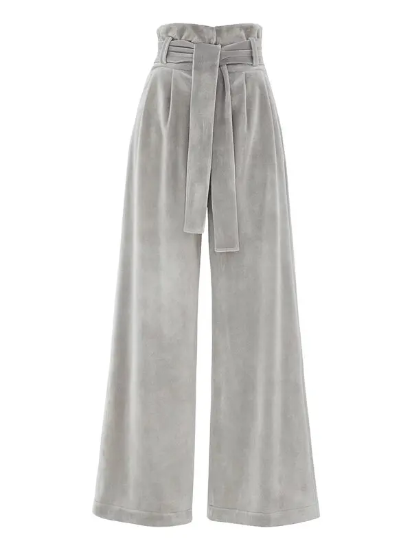 JULIA ALLERT High Waist Velvet Trousers - Grey