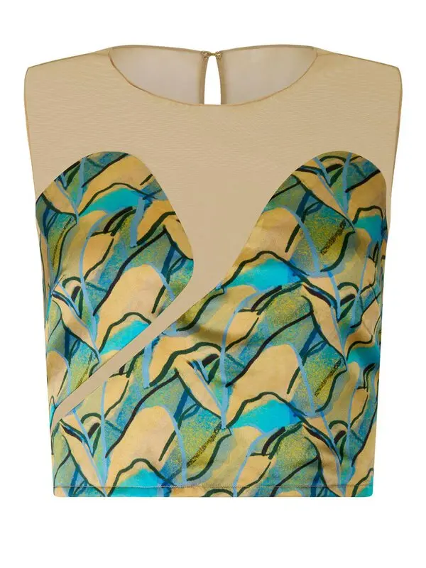 SHUMINGYU Panorama Silk & Mesh Top - Gold