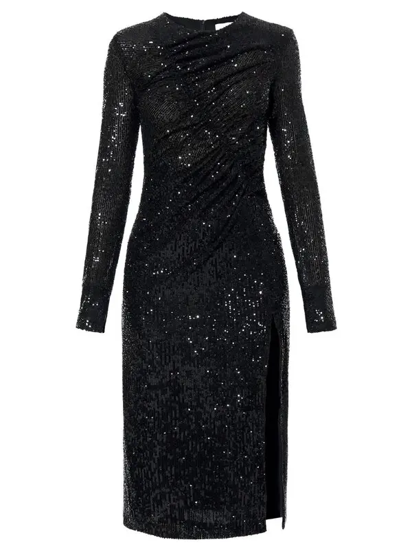 AGGI BY HALEWSKI Madlen Sparkle Sequined Midi Dress - Black