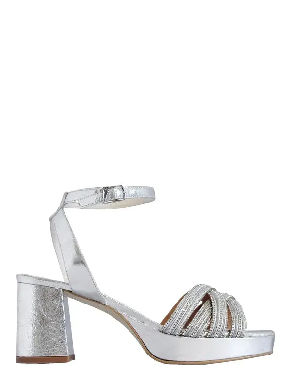 TERRY DE HAVILLAND Ellie Crystal Block Heel - Silver