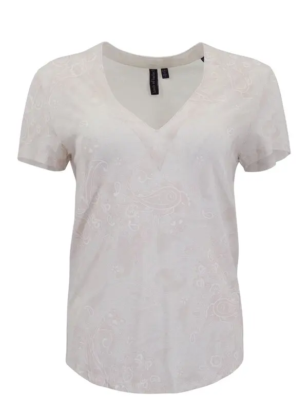 LORDS OF HARLECH Printed V-neck Top - White