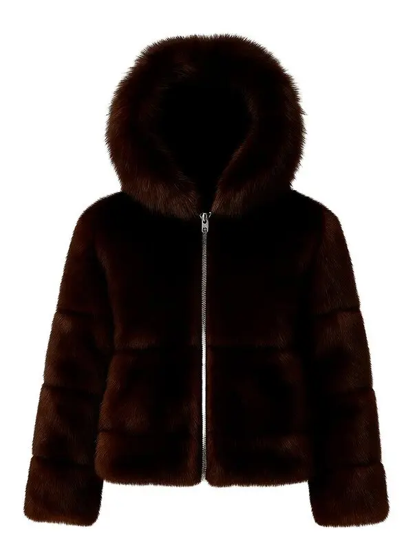 TANTRA SPAIN SL Long Synthetic Fur Jacket With Hood - Brown