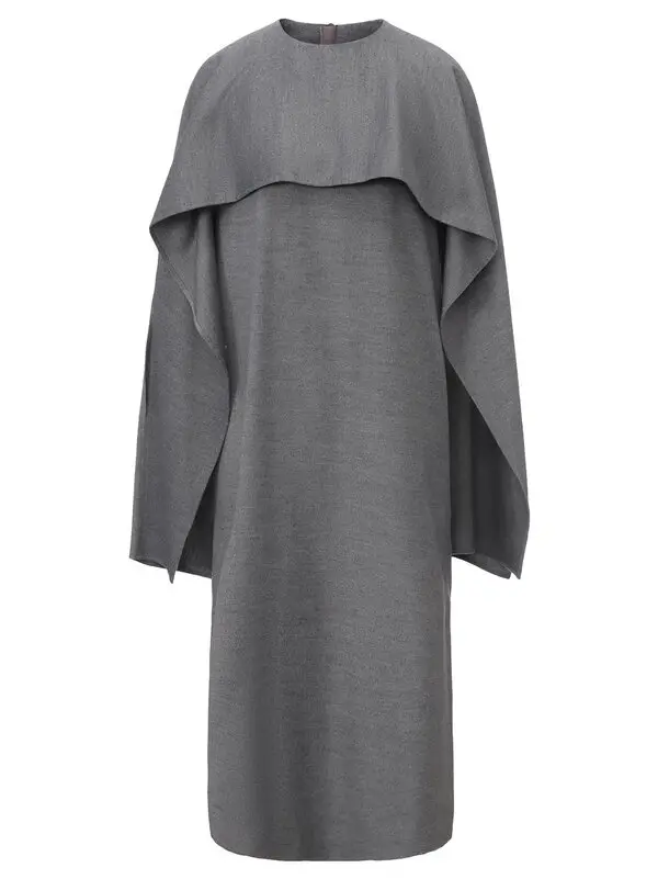 FRONT ROW SHOP Opera Cape Maxi Dress - Grey