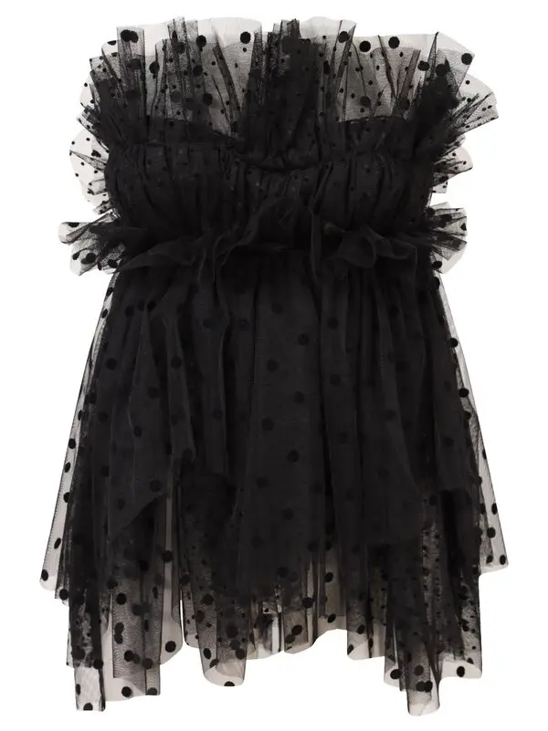 BELLE ET BON BON Dotty Tulle Mini Dress - Black