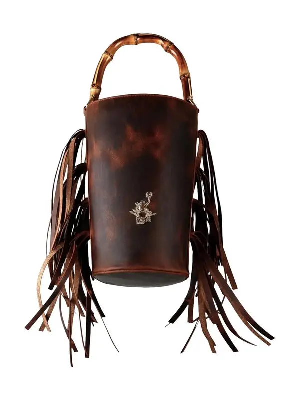 F3ROG BY RANA Fringe Crossbody Bucket Bag - Brown