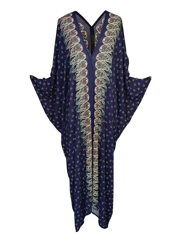 JENNAFER GRACE Kinsley Paisley Border Caftan - Blue