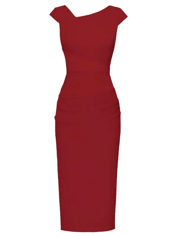 ALINA CERNATESCU Akaani Bodycon Midi Dress With Draped Detailing - Red