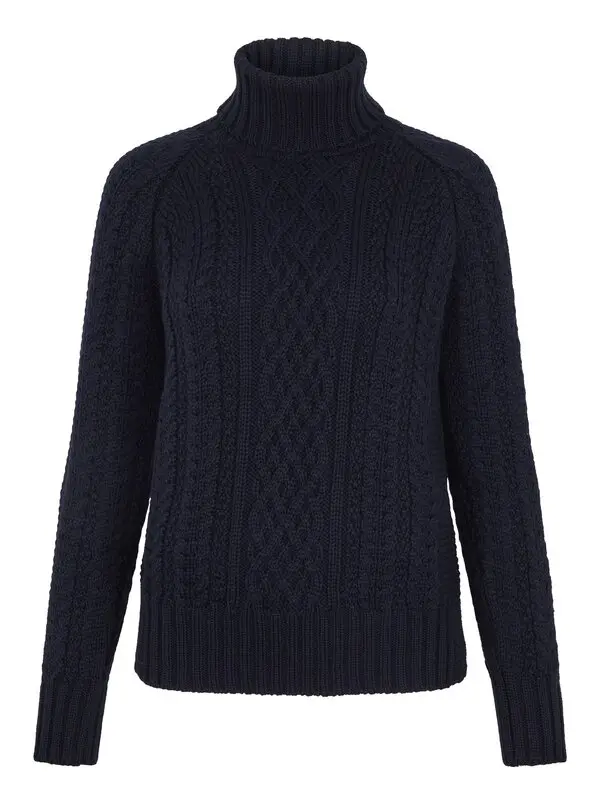 PAUL JAMES KNITWEAR Chunky Merino Wool Roll Neck Jumper - Blue