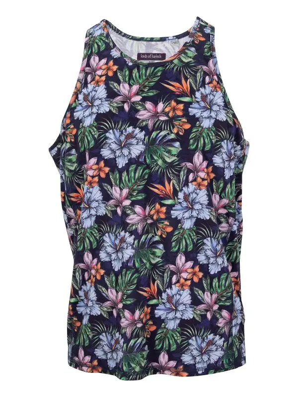 LORDS OF HARLECH Tedford Floral Tank - Green/blue/grey