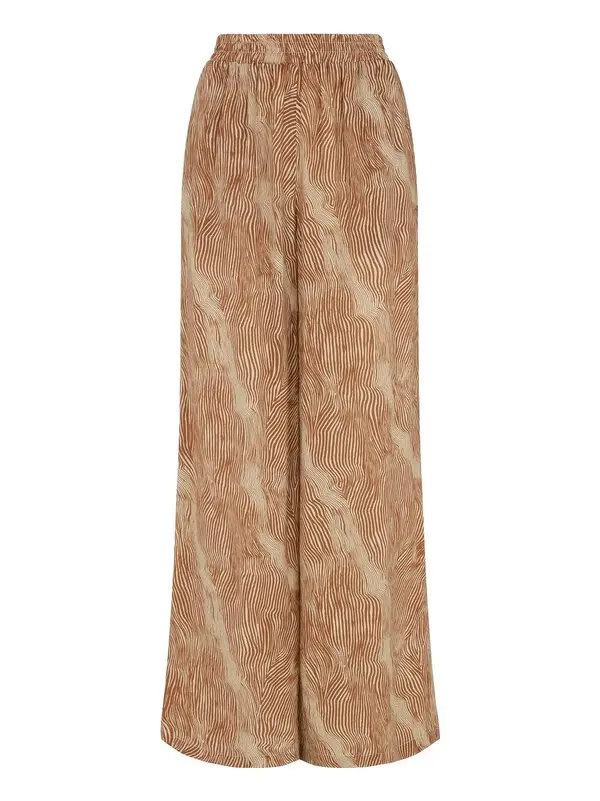 RAFFYA Tiger Print High-waisted Wide Leg Trousers - Orange