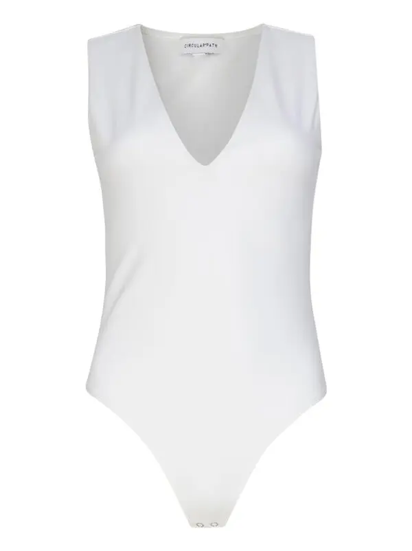 CIRCULAR PATH V-neck Bodysuit - White