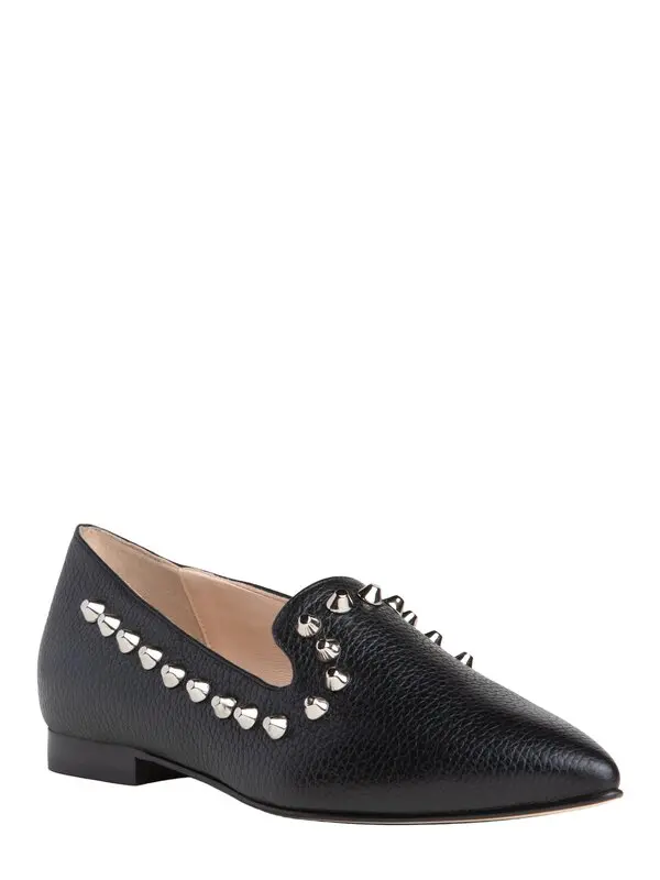 BEAUTIISOLES BY ROBYN SHREIBER Celeste Leather Loafer With Studs - Black