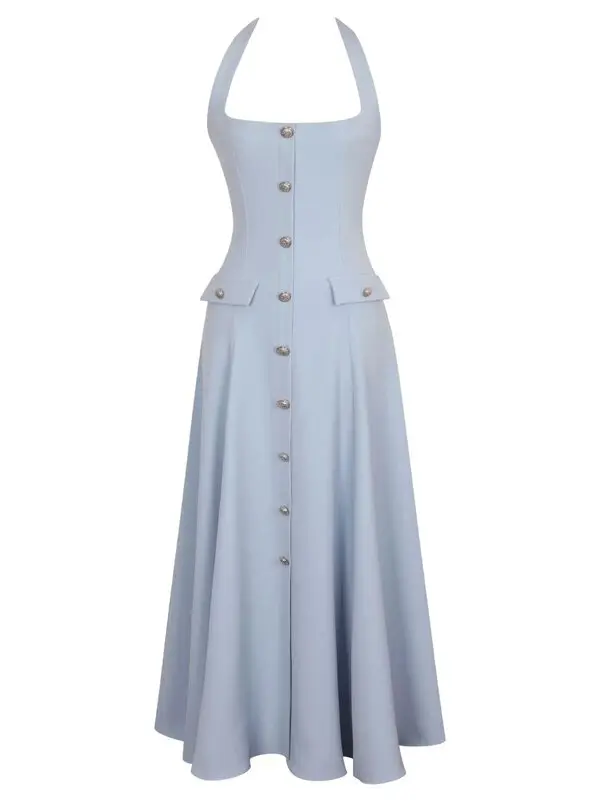 MISS CIRCLE NEW YORK Halterneck A-line Midi Dress - Blue