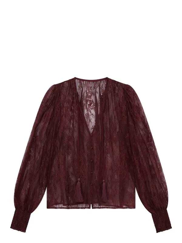 LITTLE LIES Rhiannon Lace Smock Top - Red