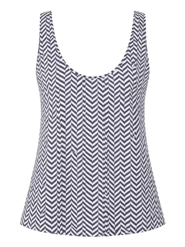 LAHIVE Celeste Silk Chevron Tank - Blue/black/white