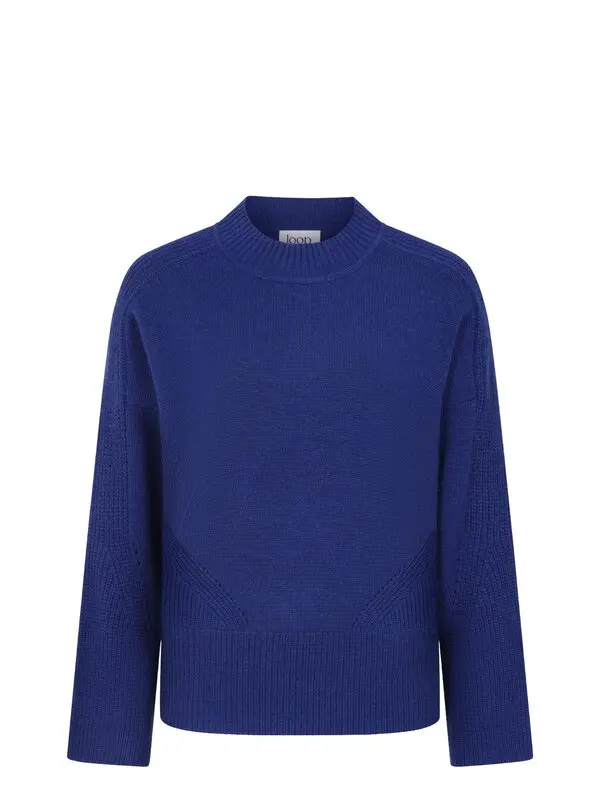 LOOP CASHMERE Ribbed Cashmere Crewneck Sweatshirt - Blue