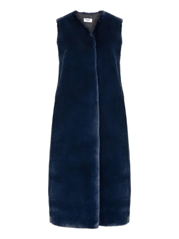 ISSY LONDON Bethany Reversible Longline Faux Fur Gilet - Blue