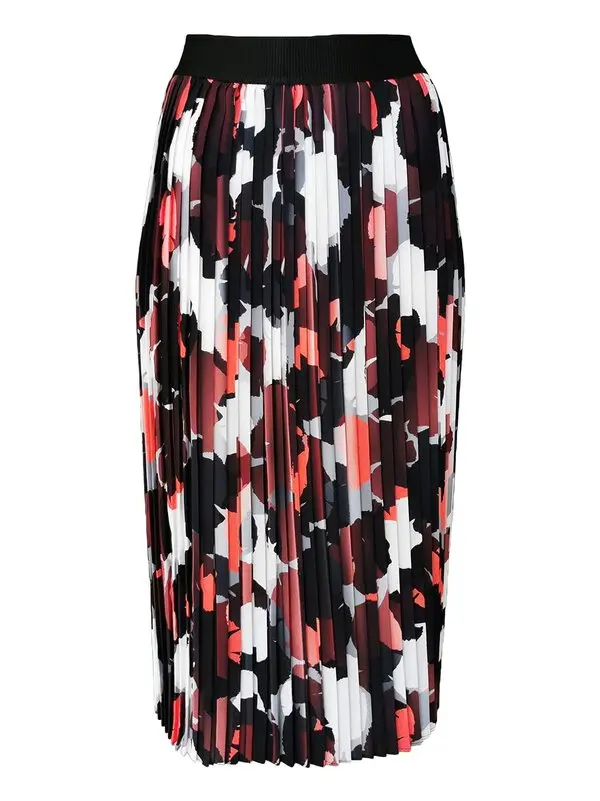 LALIPOP DESIGN Abstract Camo Print Midi Pleated Skirt - White